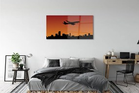 akrylový obraz Letadlo a slunce oblohu 125x50 cm
