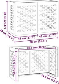 vidaXL Ochrana klimatizace Černá 90 x 40 x 60 cm Ocel [865890]