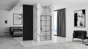 Rea Molier, skládací sprchové dveře 90x190cm do otvoru, 6mm čiré sklo, černý profil, KPL-K1538
