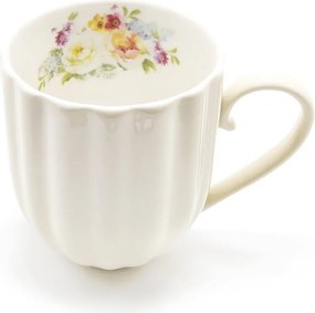 Porcelánový hrnek Royal Jardin, 300 ml – béžový, s romantickým motivem růží a zvlněným povrchem
