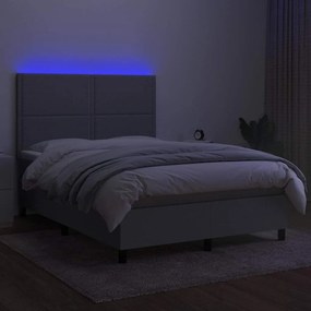 Box spring postel s matrací a LED světle šedá 140x200 cm textil 3134797
