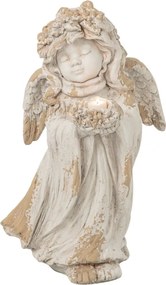 Béžová antik venkovní dekorace Angel na svíčku – 32*28*60 cm