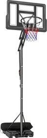 SPORTNOW venkovní basketbalový koš 235-305 cm rychle nastavitelný výškově, s nerozbitnou zadní deskou 110x70 cm, 2 kolečky a závažím