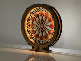 Li-Go "Srdce, karneolová mandala" Stolní lampa 20x22 cm dub