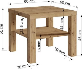 ADRK Furniture Konferenční stolek BILL 60x60 CT-Bil-ART+BM-H073