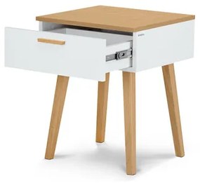Noční stolek FRISK - bílá/dub