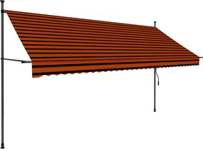Ručně zatahovací markýza s LED světlem 350 cm oranžovo-hnědá 145881
