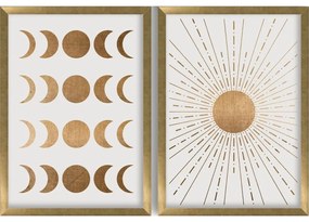 Plakát v rámu 38x53 cm Moon &amp; Sun – Wallity