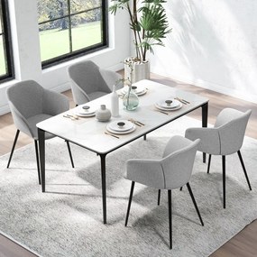 Costway Sada 2 jídelních židlí čalouněné židle s ergonomickým opěradlem šedo