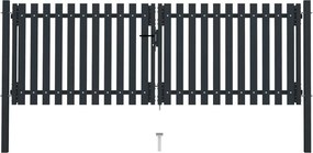 vidaXL Dvoukřídlá plotová branka ocelová 306 x 150 cm antracitová [146351]