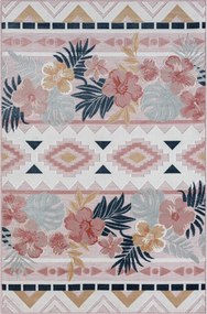 My Flair, Kusový koberec Flora II rosa – na ven i na doma, 80x150, vícebarevná, chodba / předsíň
