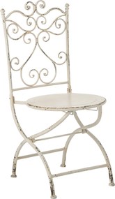 Bílá antik kovová zahradní židle Vintage Romance – 44*49,5*95 cm