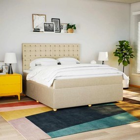 Box spring postel s matrací krémová 180x200 cm textil 3294454