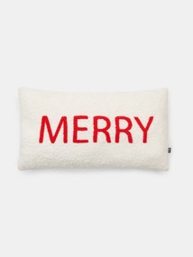Sinsay - Vánoční polštář s nápisem Merry - bílá