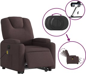 Elektrické zvedací masážní polohovací křeslo tmavě hnědé textil 3204409