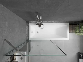 Mexen Next, vanová zástěna 1-křídlová 90 x 150 cm, fixní křídlo, 6 mm čiré sklo s černým vzorem, chromový profil, 895-090-000-00-70-01