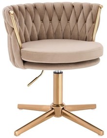 LuxuryForm DESIGN Otočná židle LYON VELUR na zlatém kříži - latte