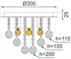 Toolight - Křišťálová stropní lampa Glamour 3xE14 392179, OSW-04005