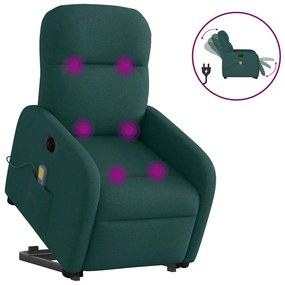 Elektrické zvedací masážní polohovací křeslo zelené textil 3303008