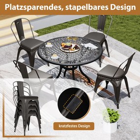 Costway Židle do jídelny4Set bistro židle kovové židle stohovatelné kuchyňské