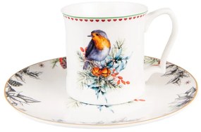 Porcelánový hrnek s vánočním motivem ptáčka – 414 ml