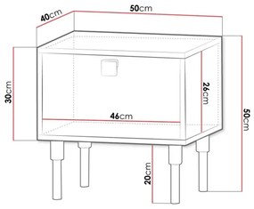 Noční stolek DORSET 50x50 cm černá/zlatá