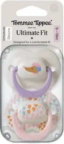 Tommee Tippee Ultimate Fit DECO silikonový dudlík 6-18 m GIRL 2ks - ví