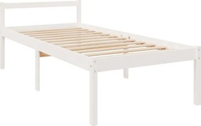 vidaXL Rám postele s čelem 90 x 200 cm masivní dřevo [3195340] Barva: Bílá