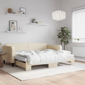 Válenda s přistýlkou a matracemi krémová 90 x 200 cm textil 3196838