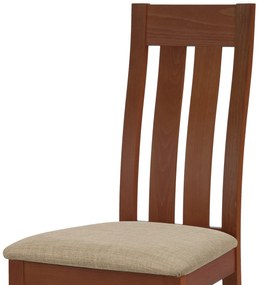 Jídelní židle BC-2602 TR3 masiv buk, barva třešeň, látka béžová