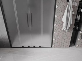 Mexen Velar Duo, posuvné sprchové dveře do otvoru 140 cm, 8mm sklo námraza, černá matná, 871-140-000-32-70