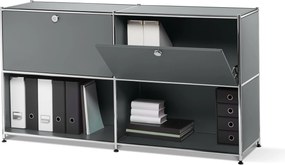 Tchibo - Kovová odkládací skříňka CN3 s přemístitelnými výklopnými dvířky, šedá
