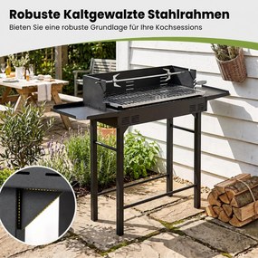 Costway Gril na dřevěné uhlí venkovní přenosný kempingový gril s integrovaným