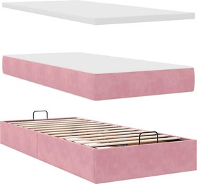 Osmanský rám postele s matrací růžová 100x200cm samet 3311758