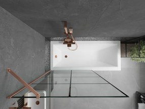 Mexen Next, 1-křídlová vanová zástěna 100 x 150 cm, 6mm čiré sklo - černý vzor, ​​měděná matná, 895-100-000-00-70-77