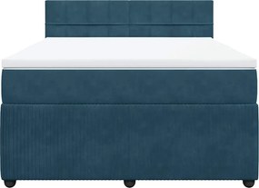 Box spring postel s matrací modrá 160 x 200 cm samet 3290086