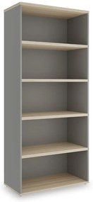 Vysoká skříň SimpleOffice 80 x 40 x 180 cm, dub světlý / šedá