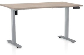 Výškově nastavitelný stůl OfficeTech B, 120 x 80 cm, šedá podnož, dub