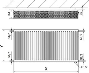 Mexen CV33 deskový radiátor 600 x 1200 mm, spodní připojení, 2801 W, bílý - W633-060-120-00