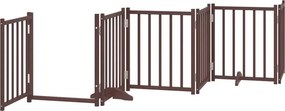 Zábrana pro psy s dvířky skládací 9 panelů hnědá 450 cm topol 3155715