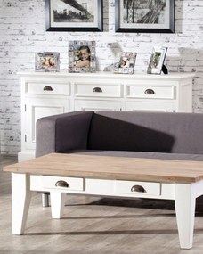 Stolek - lavice Milton white&amp;natural 130x75x45cm