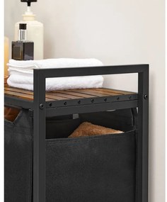 Třídicí koš na prádlo 3×38 l se stolkem, černý/hnědý