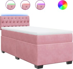 Box spring postel s matrací růžová 100x200 cm samet 3288545