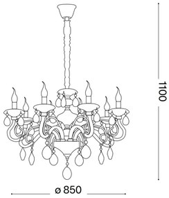 Ideal Lux - Lustr na řetězu NEGRESCO 10xE14/28W/230V pr. 85 cm zlatá