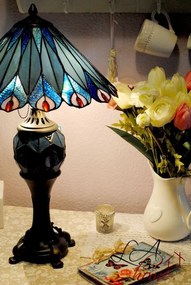 Stolní lampa Tiffany Peacock - Ø 40*68 cm
