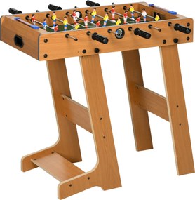 Skládací fotbalový stůl HOMCOM pro děti a dospělé, dřevěný fotbalový stůl 69x37x70 cm s 2 míčky, 6 madly, 2 ukazateli skóre, 18 hráči pro rodinné osl…