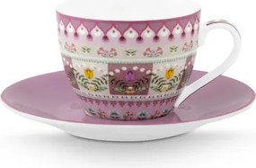 Pip Studio Lily &amp; Lotus sada 2ks espresso šálků s podšálky 100ml, lila (sada 2 hrnků v dárkovém balení)