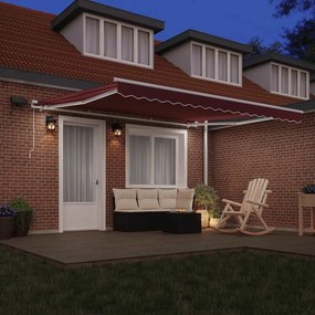 Ručně zatahovací markýza s LED burgundská 400 x 300 cm 3214974