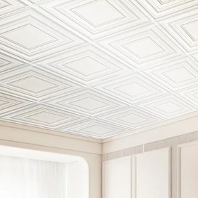 Stropní dlaždice 12-balení 24 × 24 V PVC Snadná instalace Bílý kolíkový vzor