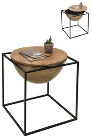 Černý kovový odkládací stolek s úložným prostorem Orlene – 53x53x55 cm